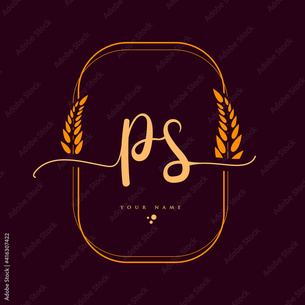 PS Initial handwriting logo. Hand lettering Initials logo branding with ...