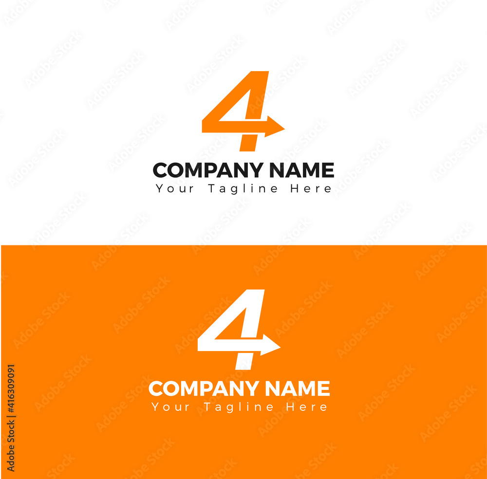 Modern and simple Number '4' and arrow Logo for any purpose Stock ...