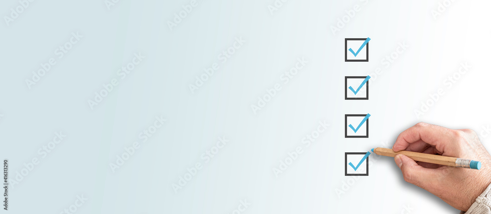 person ticking checkboxes with blue pen on checklist or to-do-list with ... person ticking checkboxes with blue pen on checklist or to-do-list with ...
