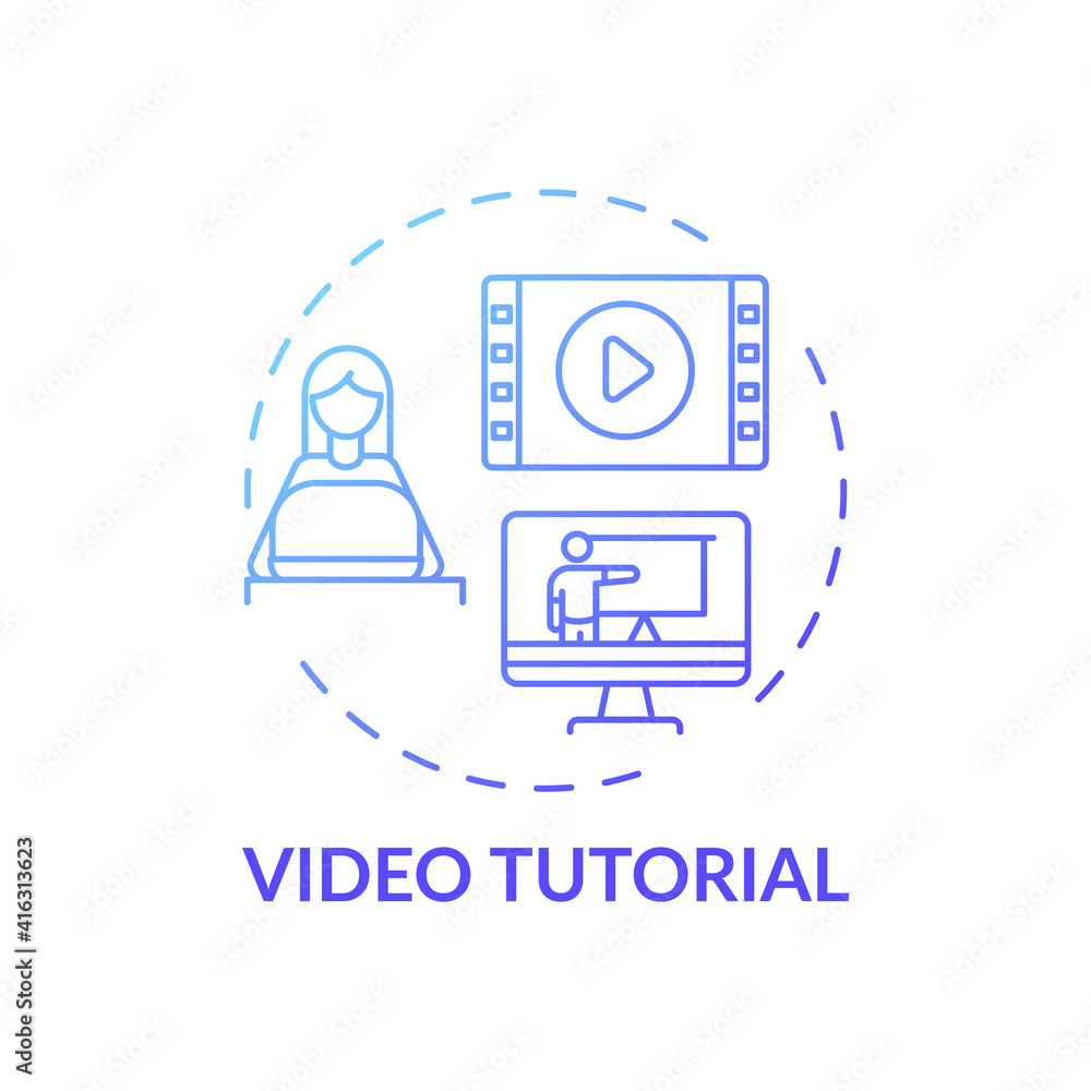Video tutorial concept icon. Online library helpline idea thin line ...