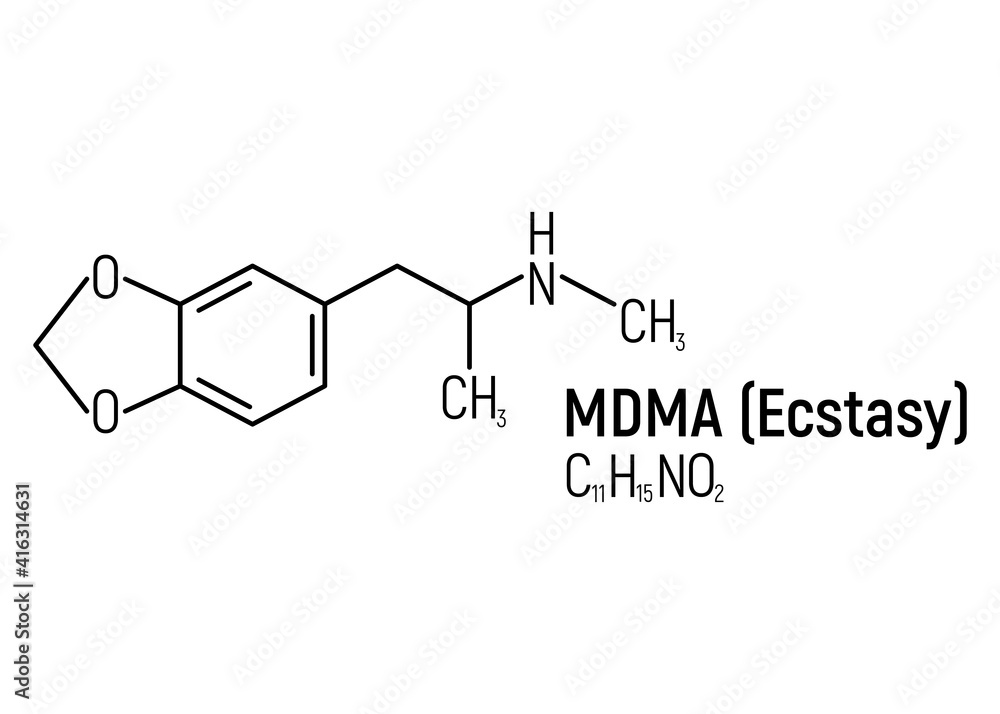 MDMA ecstasy concept chemical formula icon label, text font vector ...
