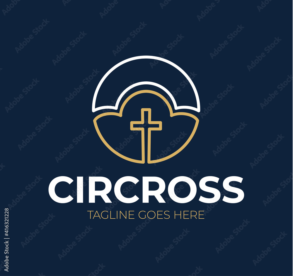 Church logo modern vector graphic template. Heaven or cloud church ...