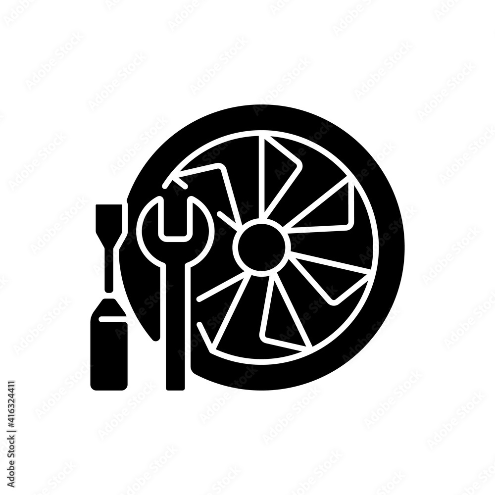 Aircraft maintenance black glyph icon. Civil aviation professional ...
