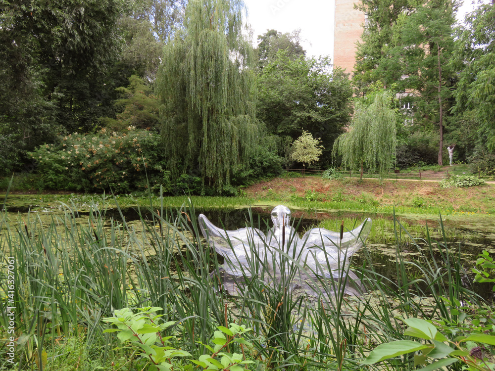 Russia. Moscow. Botanical Garden. Apothecary's garden. Ponds, fountains ...