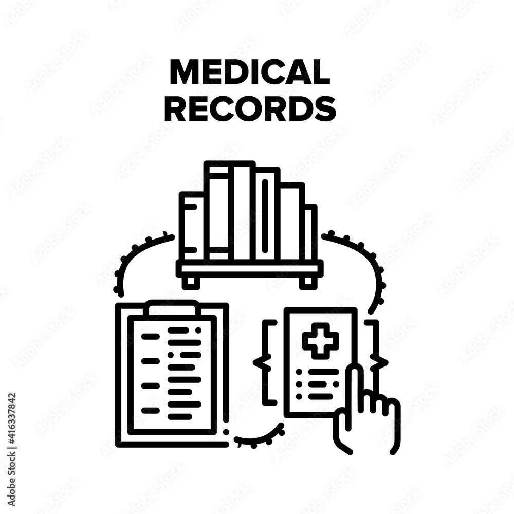 Medical Records Vector Icon Concept. Alphabetized Medical Records And ...