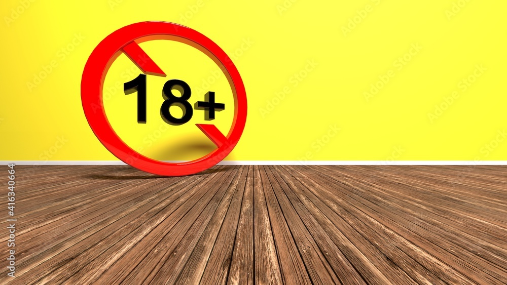 18 sign. Prohibited content. Parental control. Violence. no entry ...