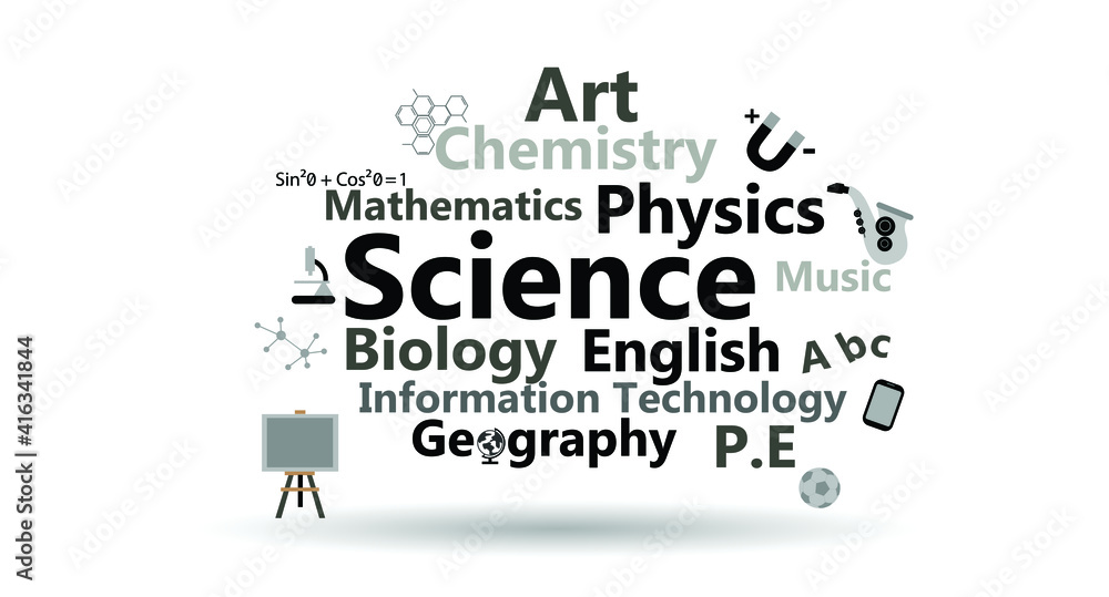 icon of subject in the classroom with text on white background. Stock ...