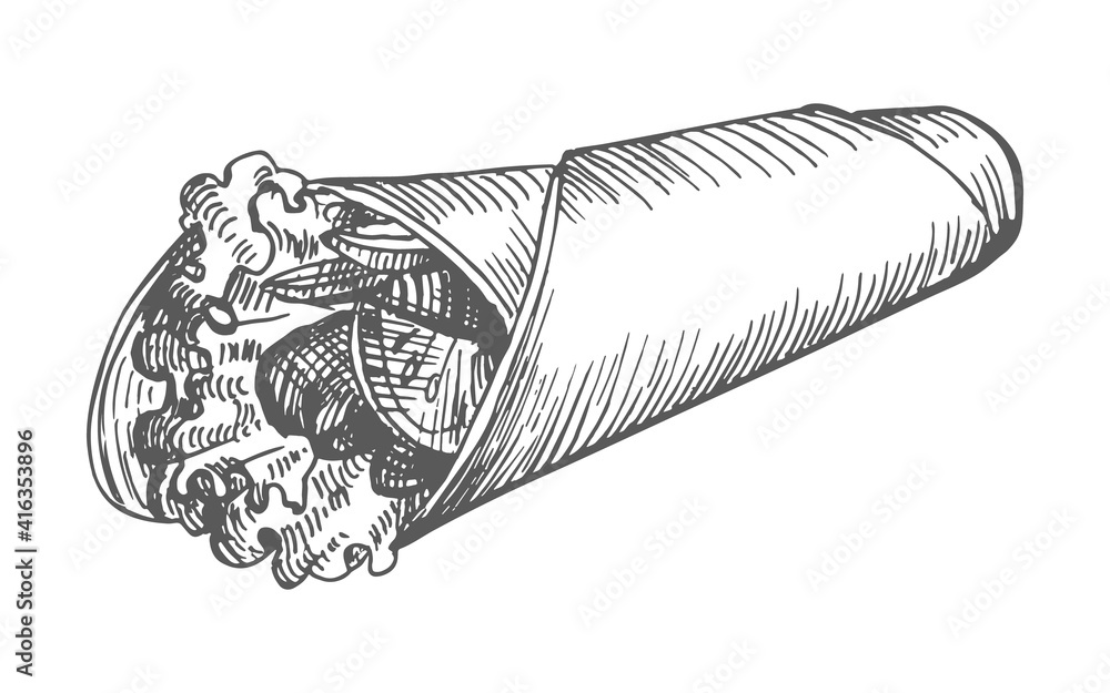 Shawarma hand drawn Stock Vector | Adobe Stock