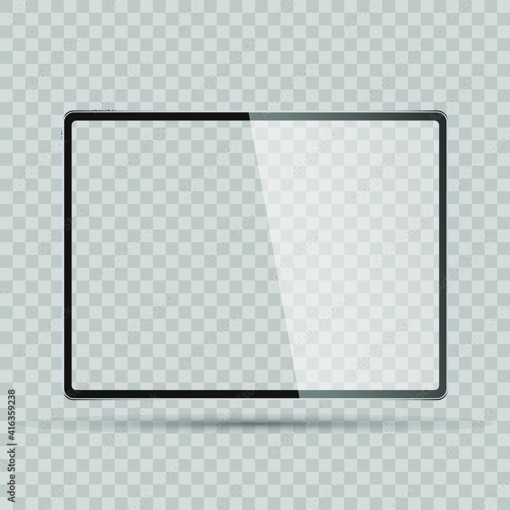 Realistic modern tablet with blank screen isolated on white background ...