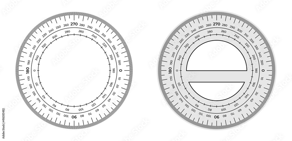 Circle Protractor 360 degrees measuring tool vector illustration ...