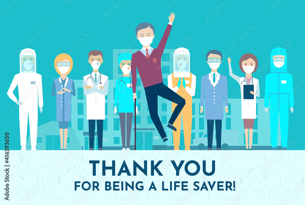 Postcard. Thank you for being a life saver! Senior jumping for joy ...