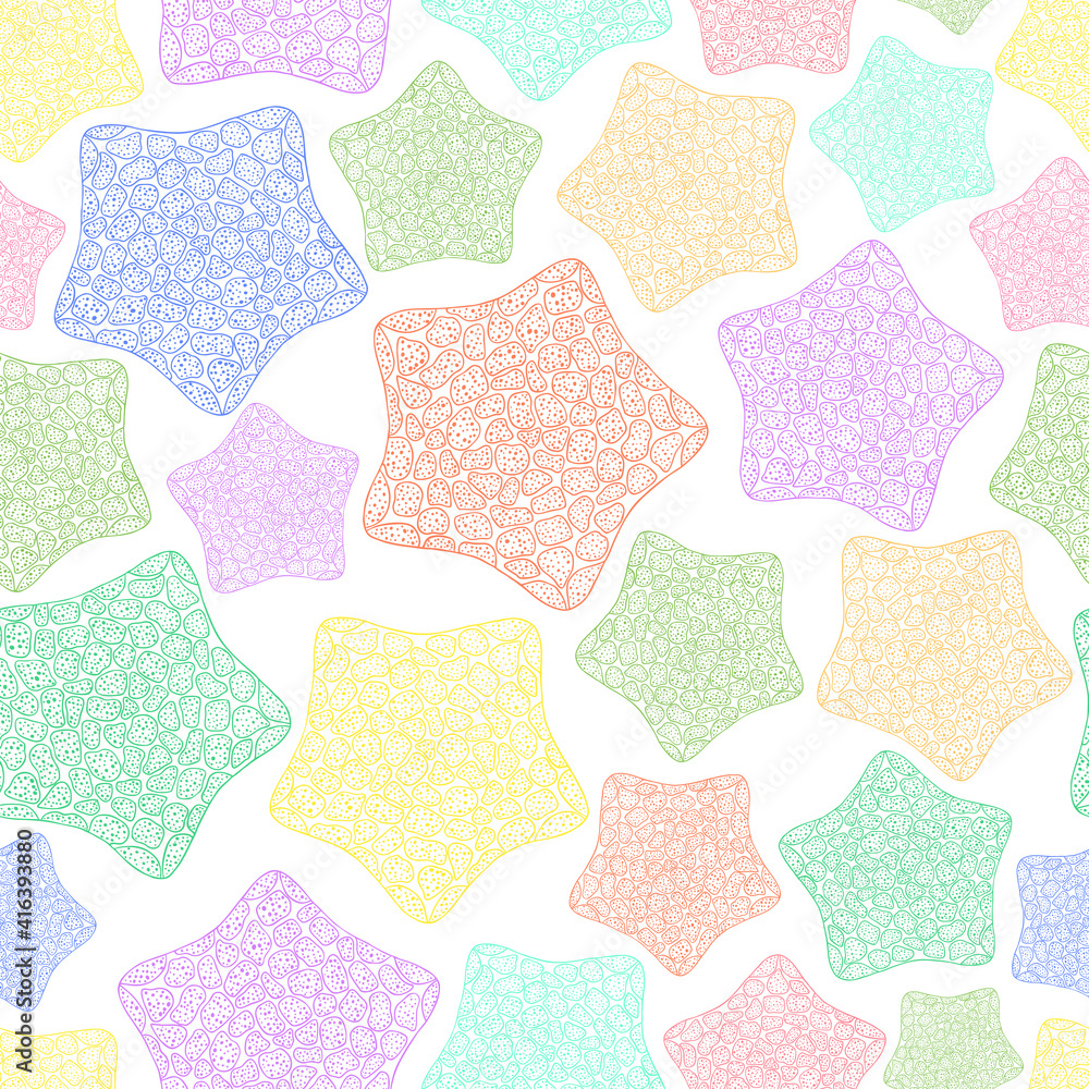 Vecteur Stock Starfish pattern. Underwater print. Summer ocean backdrop ...
