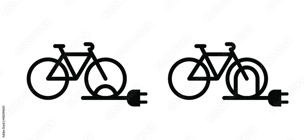 Eco electric bicycle parking space zone, e-bike charge sign. Electric ...
