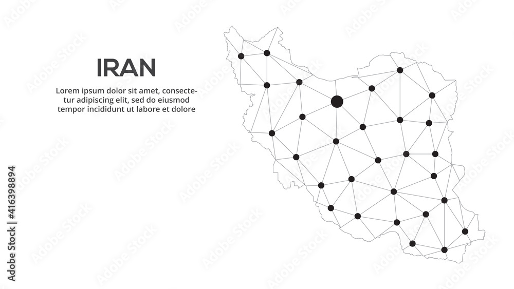 Irancommunication network map. Vector image of a low poly global map ...