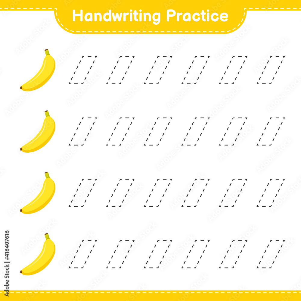 Handwriting practice. Tracing lines of Banana. Educational children ...