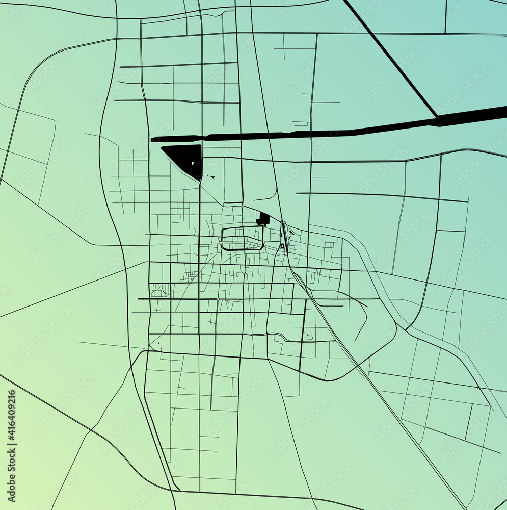 Suzhou, Anhui, China (CHN) - Urban vector city map with parks, rail and ...