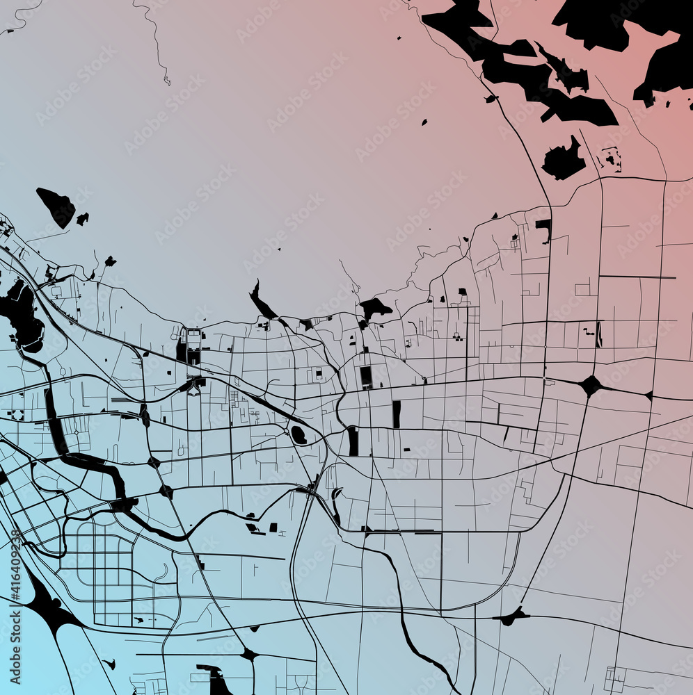 Taian, Shandong, China (CHN) - Urban vector city map with parks, rail ...