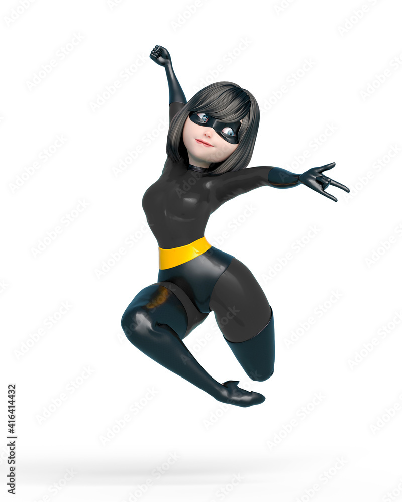 super girl cartoon is jumping like spiderin action Stock Illustration ...