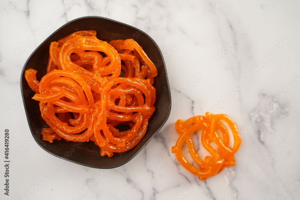 Jalebi or Jilebi Jangri - traditional Indian Diwali sweets, selective ...