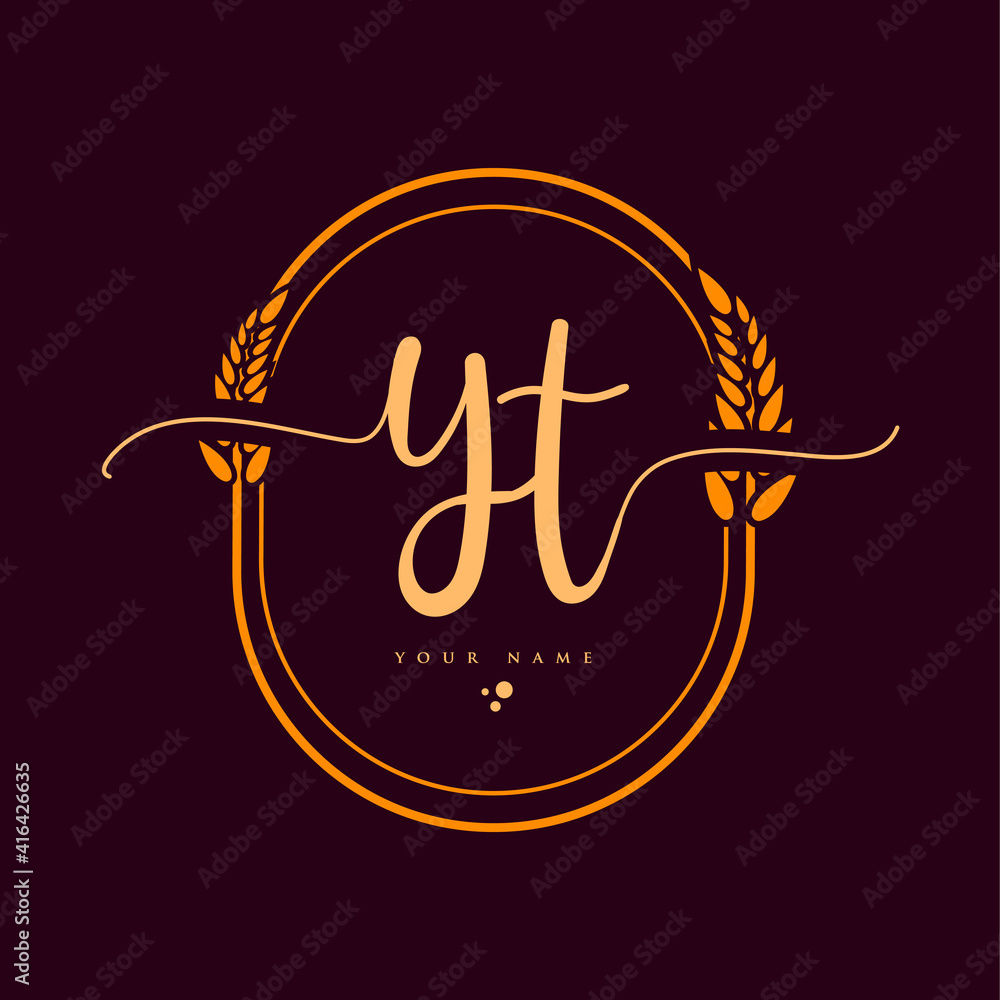 YT Initial handwriting logo. Hand lettering Initials logo branding with ...