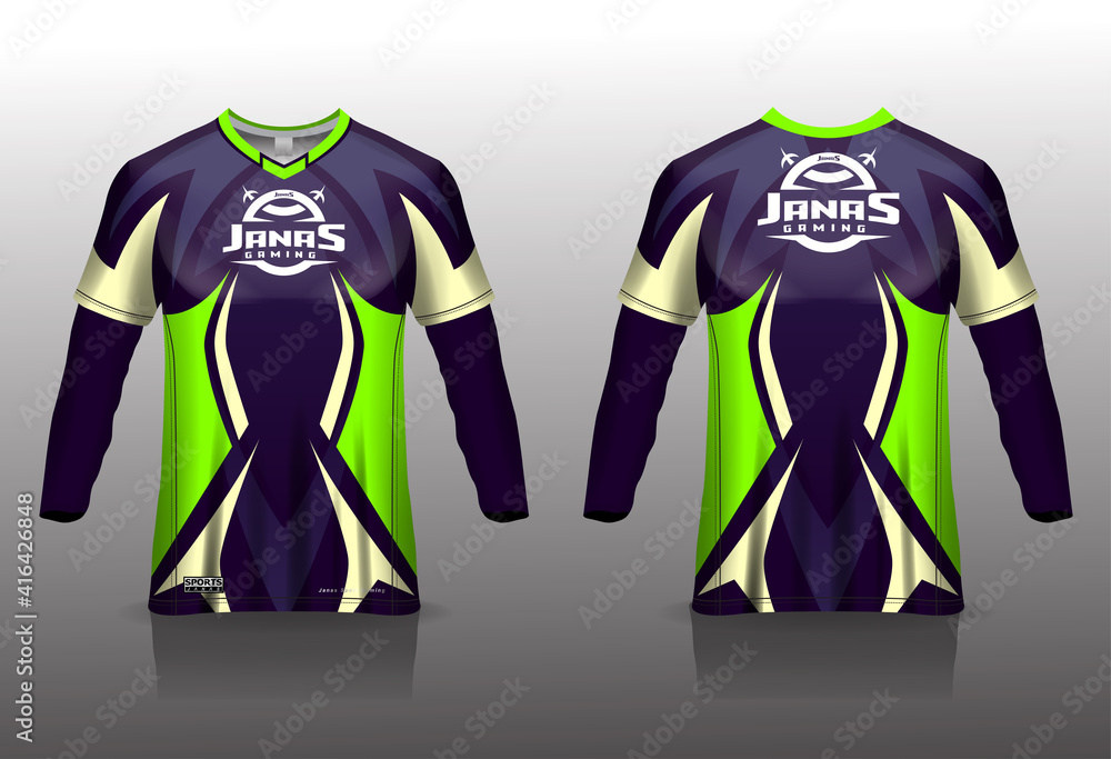 Esport gaming t shirt jersey template, uniform, front and back view ...