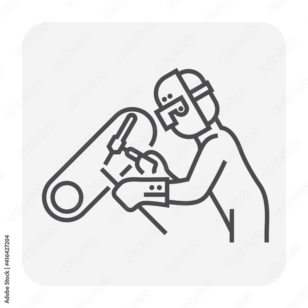 Welder vector icon. Also called craftsman, worker or labor. Who use ...