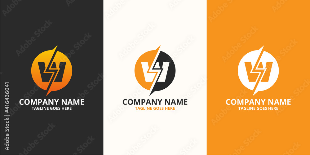 Electric initial letter W Logo Icon Template. Illustration vector ...
