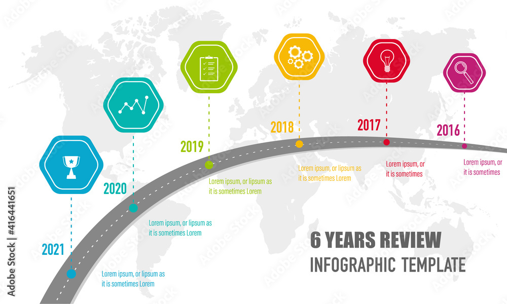 Project Timeline Infographics, 6 years review, timeframe, milestones ...