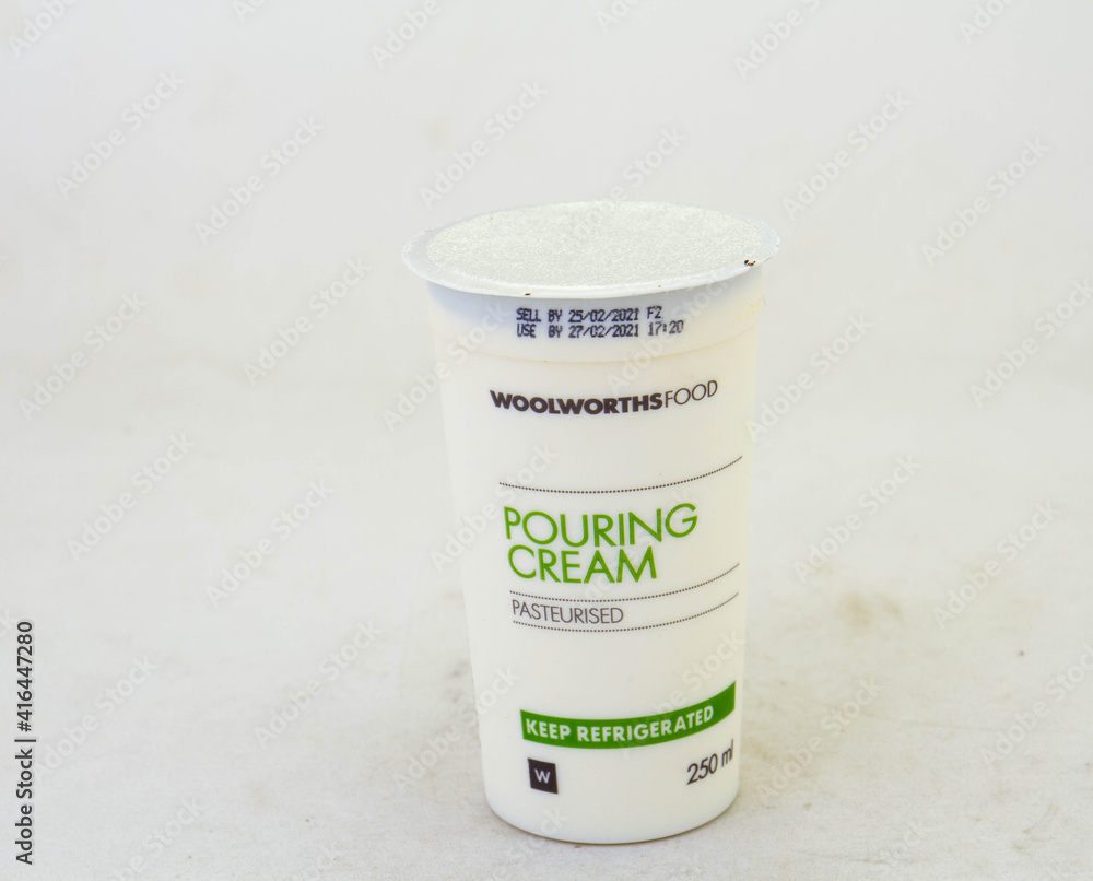 Johannesburg, South Africa - a tub of pouring cream from Woolworths ...