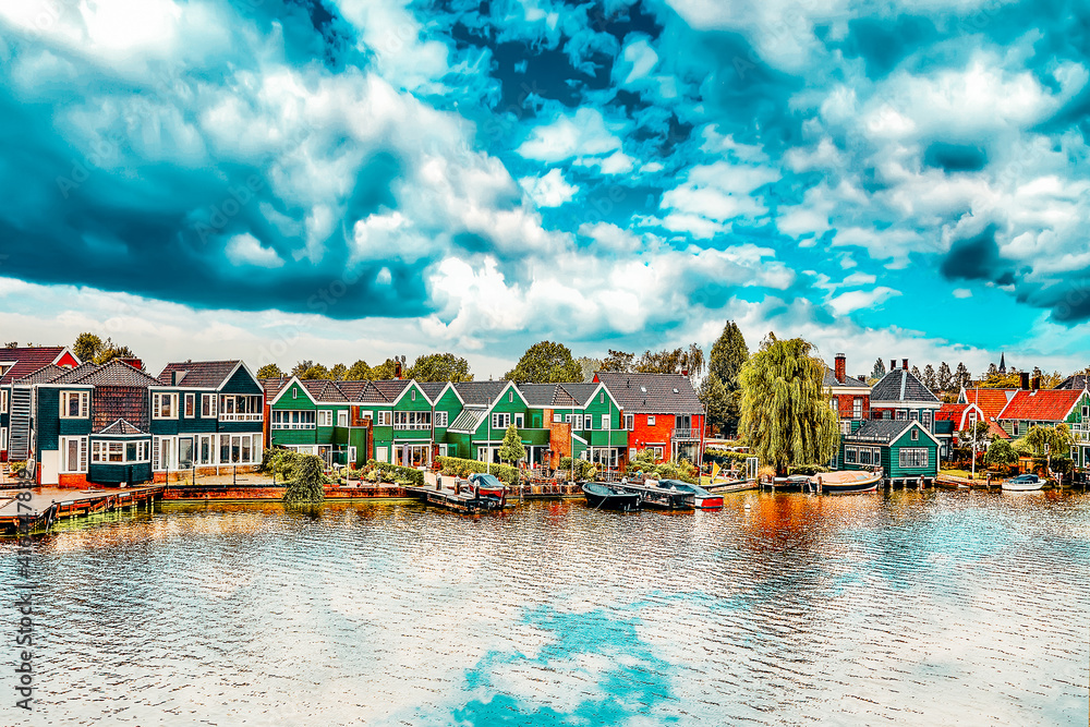 Typical, authentic village with cozy houses of the countryside in the ...