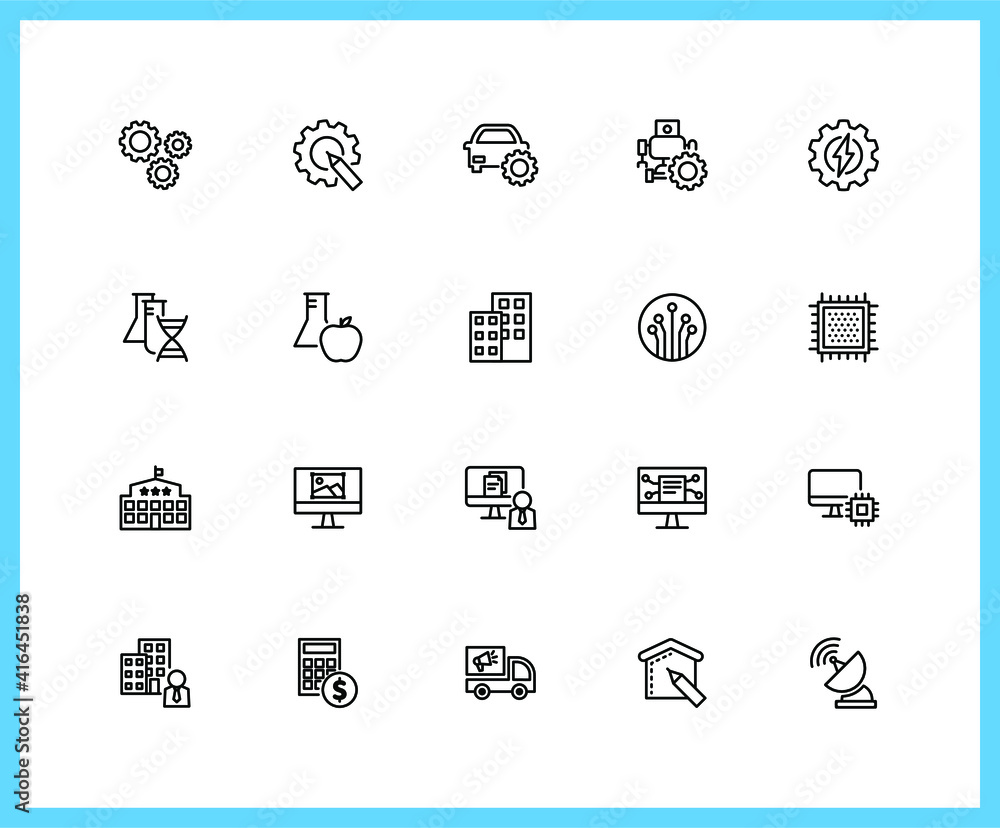 Collection of UI UX black linear icons. . Education, Compute, System ...