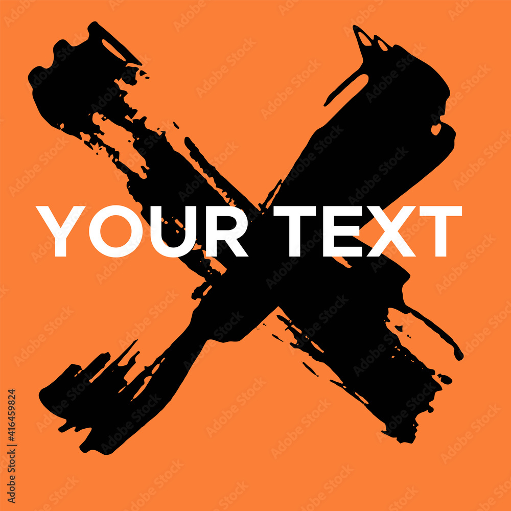 Vector Cross Shape on Orange. Black Cross Stamp. Icon, Logo, Banner ...