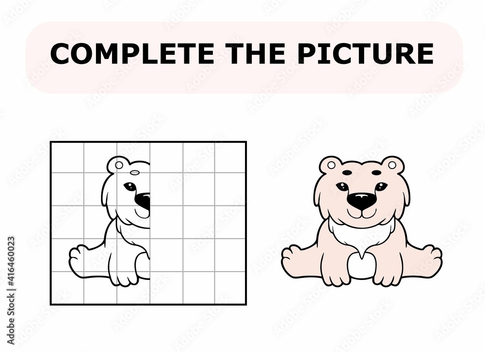 Complete the picture. Coloring book. Educational game for children ...