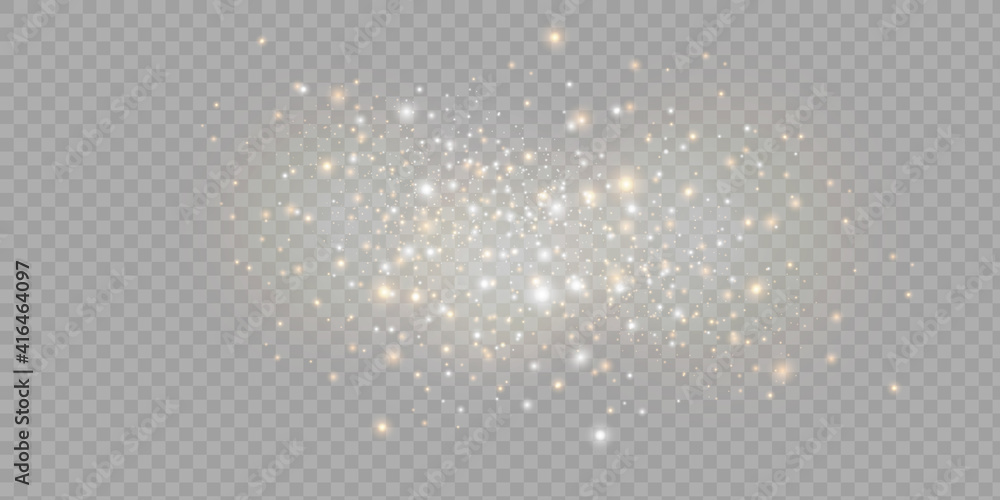 Yellow dust. Beautiful light flashes. Dust particles fly in space ...