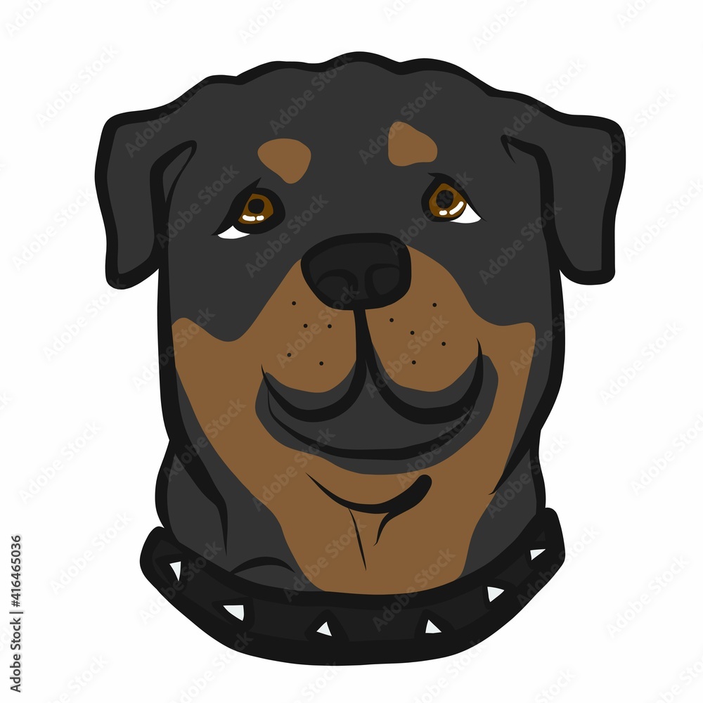Rottweiler dog face cartoon vector illustration Stock Vector | Adobe Stock