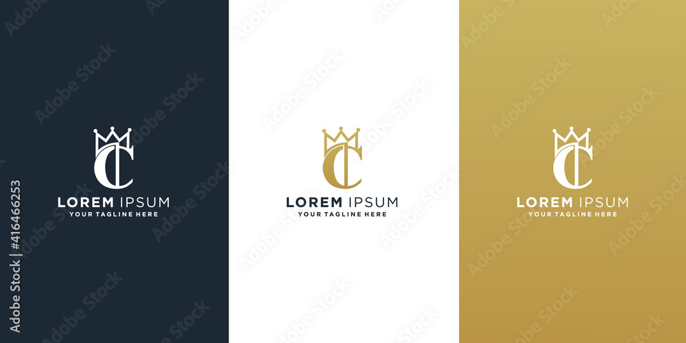 letter c crown logo design Stock Vector | Adobe Stock