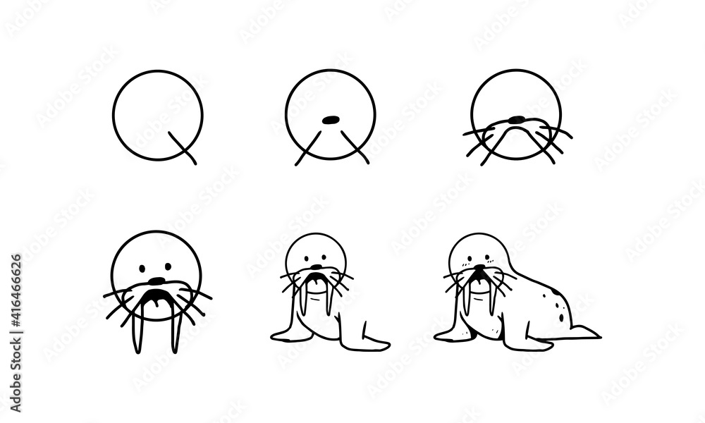 how to draw a walrus from Q step by step. easy and fun activity for ...