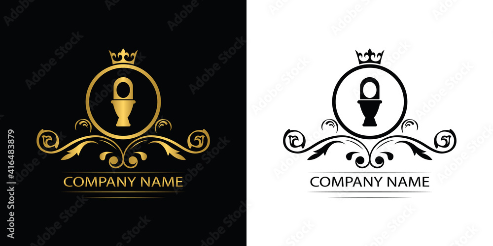 toilet bowl logo template luxury royal vector company decorative emblem ...