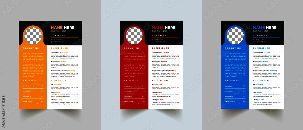 Clean Modern Resume Layout Vector Template for Business Job ...