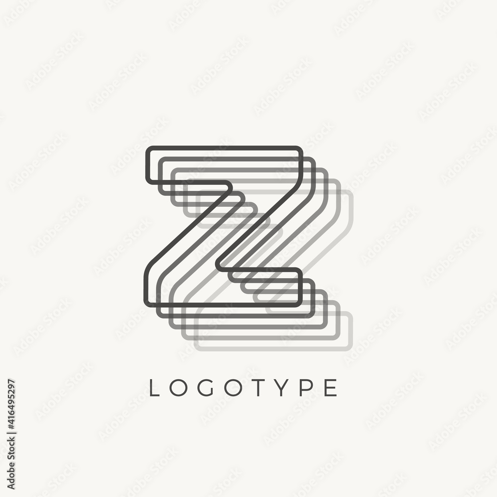 Letter Z of outline stripes, blend effect letter for monogram and logo ...