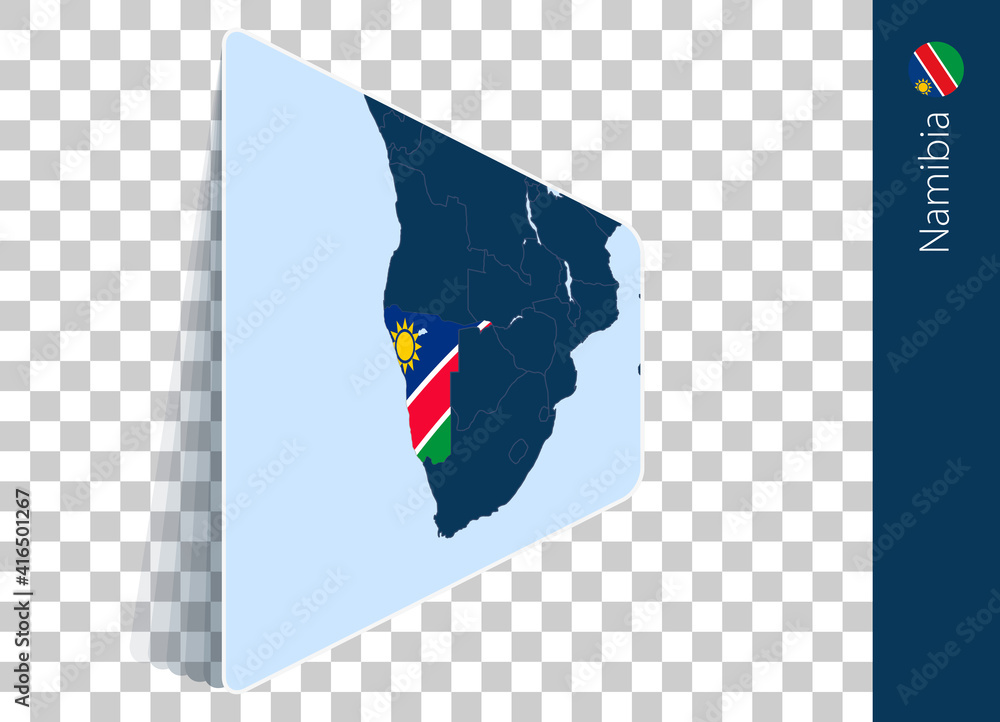 Namibia map and flag on transparent background. Stock Vector | Adobe Stock