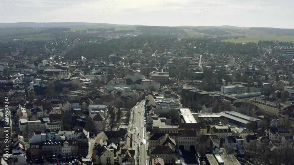 Drone Aerial footage of Weimar on a sunny spring day. Weimer is city in ...