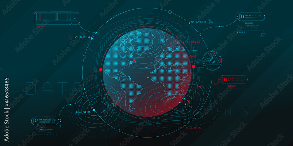 Design of a futuristic software interface for planetary search. Stock ...