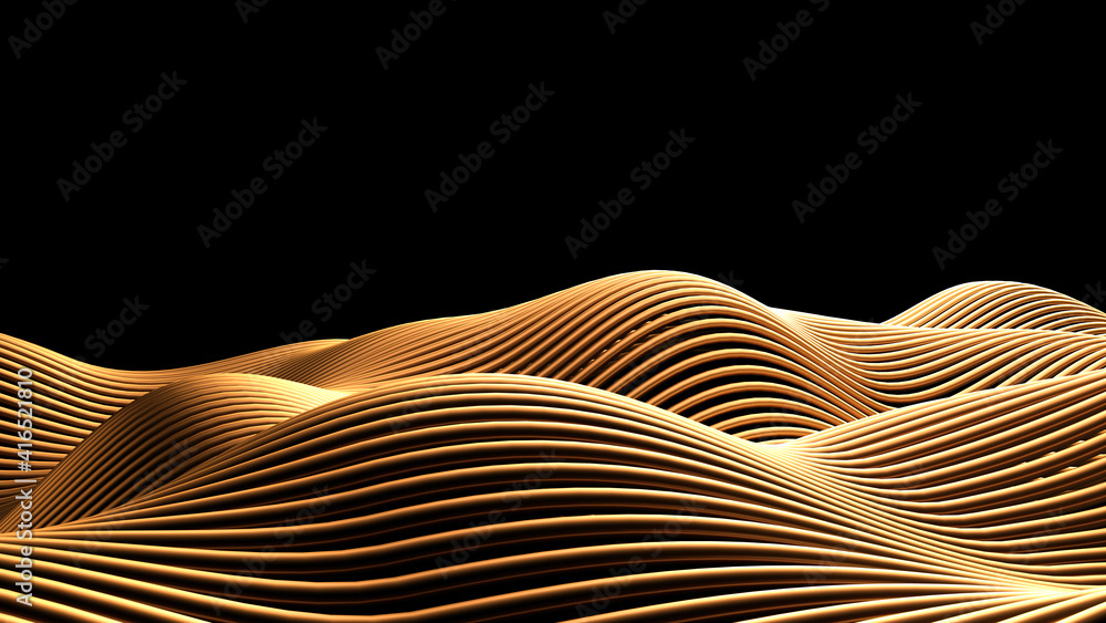 Abstract golden wavy background. Gold colors. Gold parametric relief ...