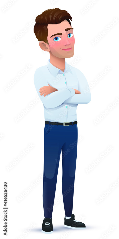 Cartoon man isolated on white background. Office worker, businessman ...