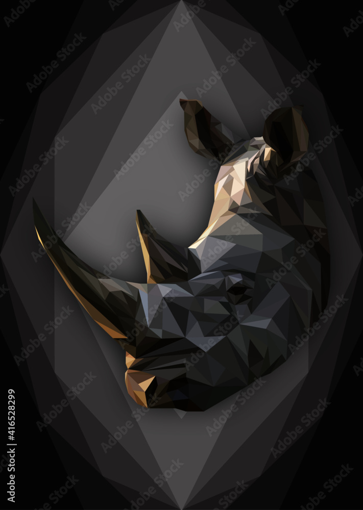 Geometrical illustration of a rhino head Stock Vector | Adobe Stock