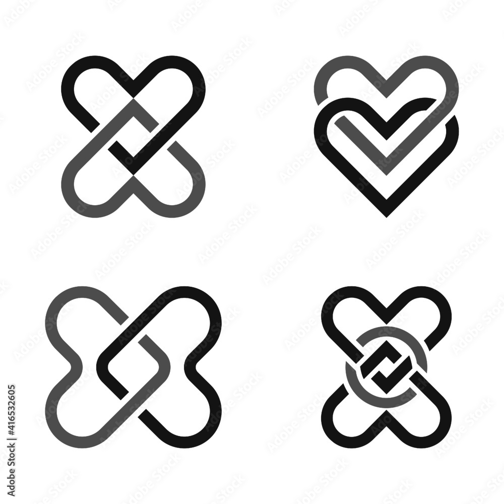Shapes interlocking each other. Web design elements. Isolated on white ...