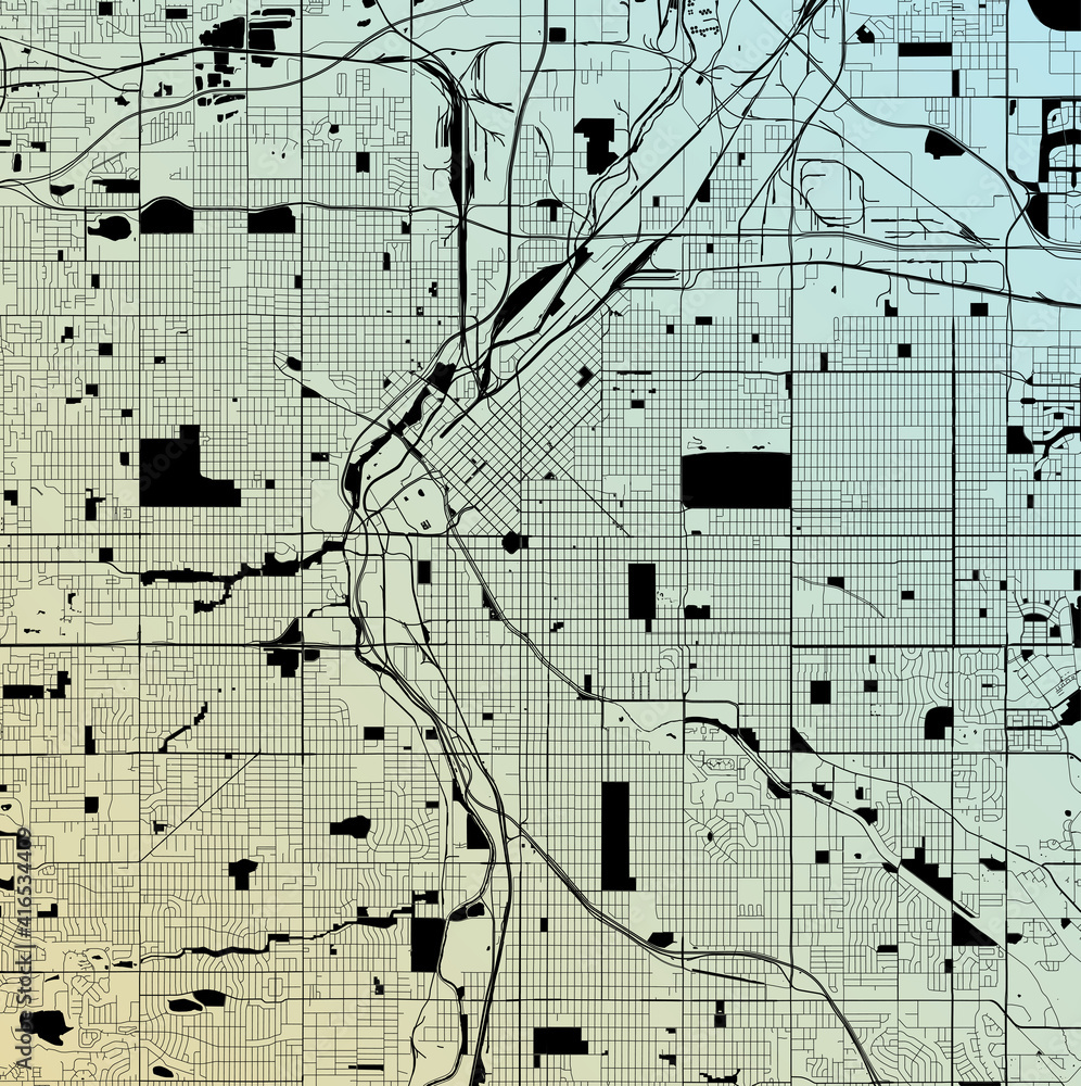 Denver, Colorado, United States (USA) - Urban vector city map with ...