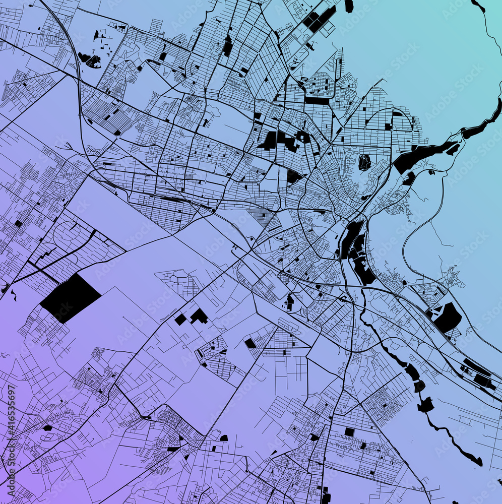 Karaj, Tehran, Iran (IRN) - Urban vector city map with parks, rail and ...