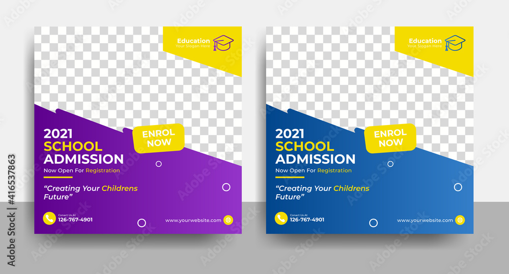colorful school university education social media post flyer and web ...